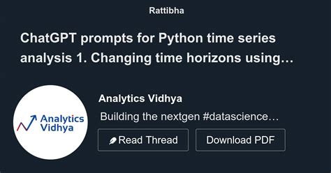 Chatgpt Prompts For Python Time Series Analysis المسلسل من Analytics Vidhya Analyticsvidhya