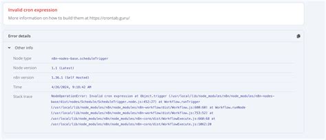 schedule trigger always returns invalid cron expression questions