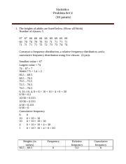 Problem Set Docx Statistics Problem Set Points The Heights Of Adults Are Listed