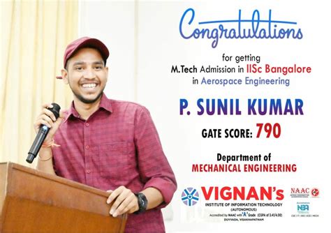 Drkmadhusudhana Rao On Linkedin Alumni Vignan Secured Seat Iisc