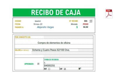 Formato De Recibo De Caja En Excel Para Descargar Gratis Recursos Excel