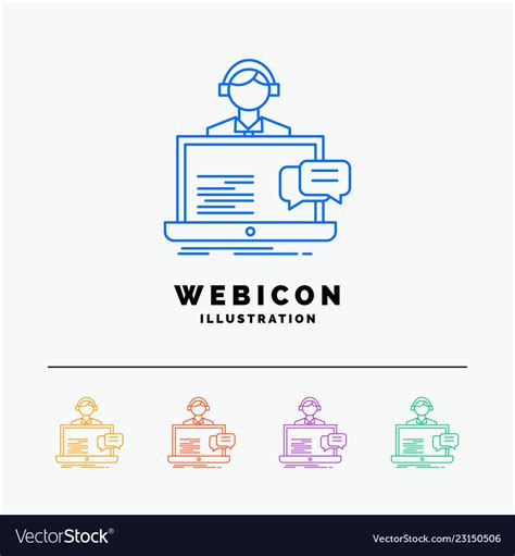 Support Chat Customer Service Help 5 Color Line Vector Image