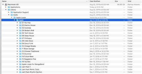where are garageband files instruments and lessons stored producer