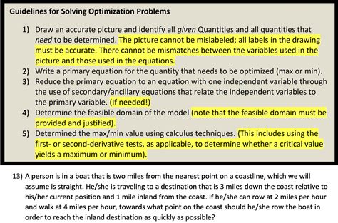 Guidelines For Solving Optimization Problems 1 Draw