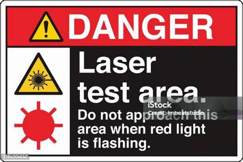 Ansi Z535 안전 표지 표시 라벨 기호 기호 픽토그램 표준 위험 레이저 테스트 영역 빨간색 표시등이 깜박일 때 이 영역에 접근하지 마십시오 텍스트가 있는 두 개의 기호
