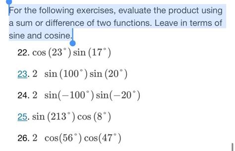 solved for the following exercises evaluate the product