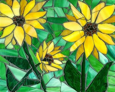 Sunflower Mosaic Art Stained Glass Paneled Window Design