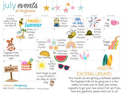 July Event Calendar Montgomery