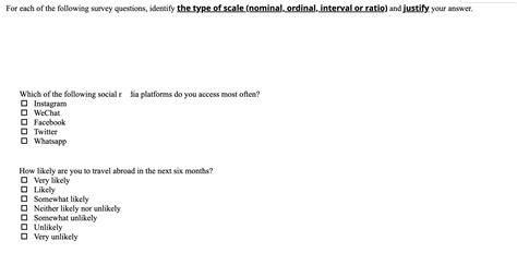 Solved For Each Of The Following Survey Questions Identify