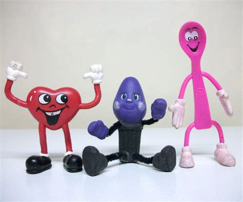 Bendy Figures Lot Spoon Heart Bulb 31 Flavors Baskin Robbins Frankford Chocolate Purple Rubber