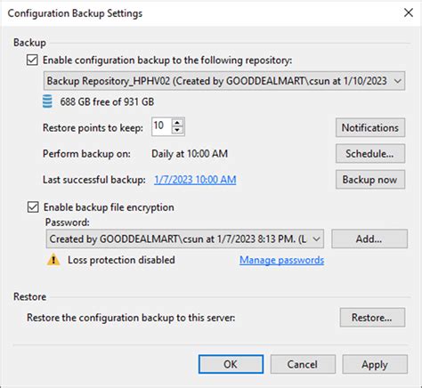 How To Enable Configuration Backup At Veeam Backup And Replication V12