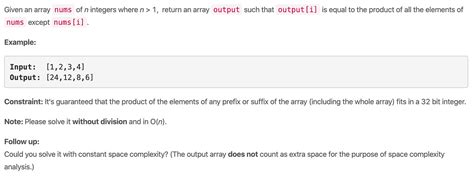 30 Day Leetcoding Challenge Day 15 Product Of Array Except Self By Yu Song Syu 2020 April