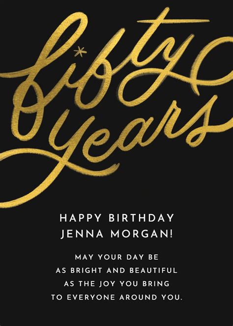 Simple Script 50 Birthday Card Free Greetings Island