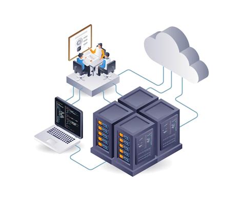 Premium Vector Web Server Application System Development Team Flat Isometric D Illustration