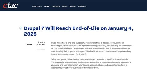 Ctac On Linkedin Drupal 7 Will Reach End Of Life On January 4 2025 Ctac