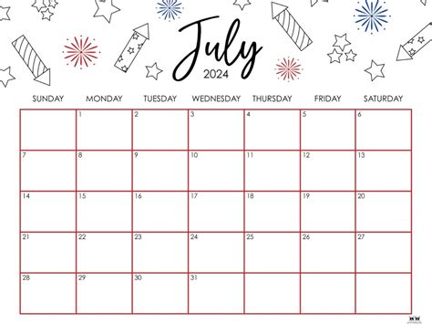 Cute July 2024 Calendar With Notes