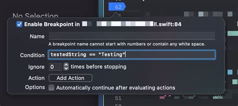 Objective C How To Set A Conditional Breakpoint In Xcode Based On An Object String Property