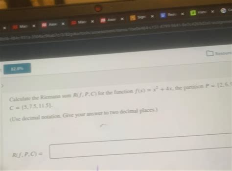 Solved Calculute The Rieman Som R F P C ﻿for The Function