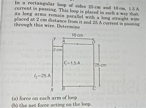 in a rectangular loop of sides 25 cm and 10 cm 1 5 a current is passing
