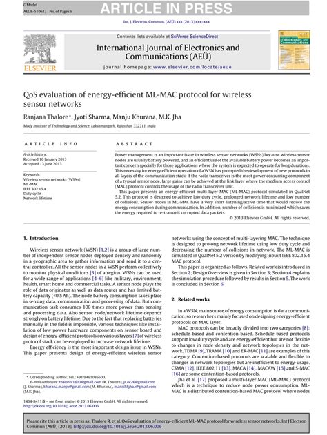 pdf qos evaluation of energy efficient ml mac protocol for wireless