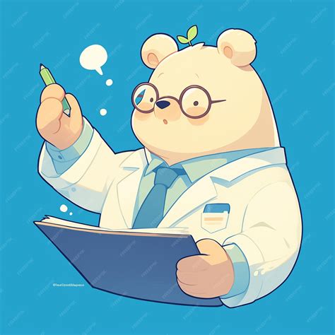 Premium Vector A Diligent Bear Teacher Cartoon Style