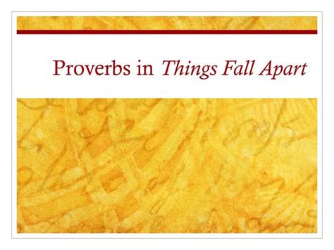 Ppt Proverbs In Things Fall Apart Powerpoint Presentation Free