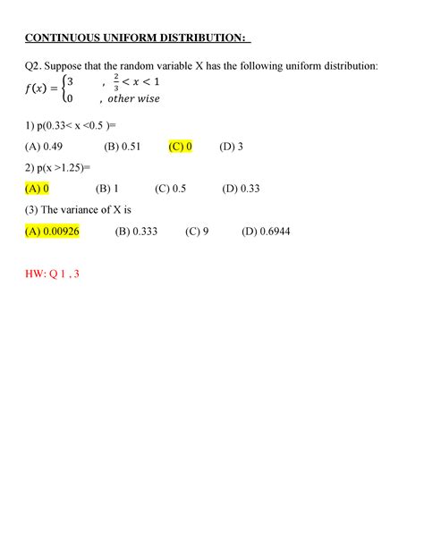 S6 Continuous Distribution 0 Continuous Uniform Distribution Q2 Suppose That The Random