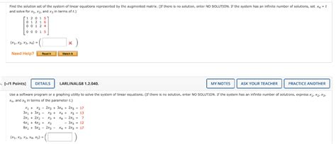 Solved Find The Solution Set Of The System Of Linear Chegg