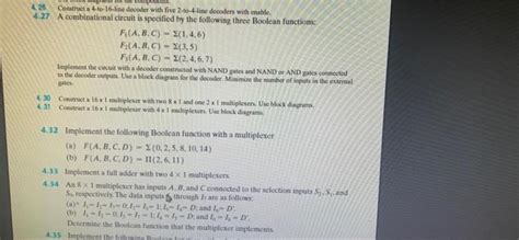 Solved 426 Construct A 4 10 16 Line Decoder With Five 2