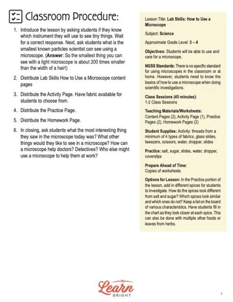 How To Use A Microscope Free Pdf Download Learn Bright