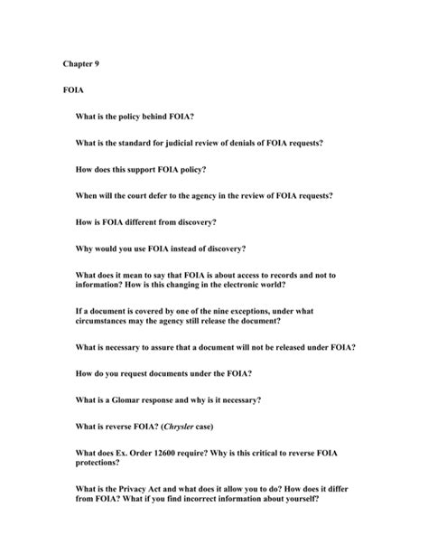Chapter 9 Foia What Is The Policy Behind Foia