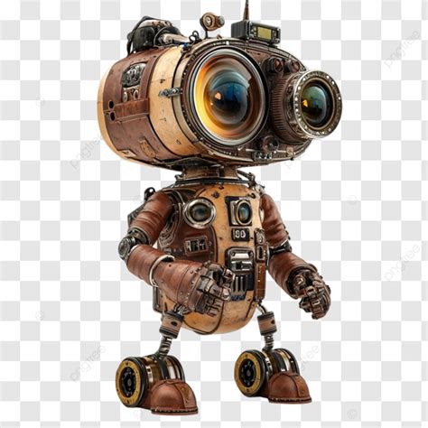 Gambar Steampunk Robot Dengan Mata Kamera Untuk Karya Seni Sci Fi Dan Futuristik Robot
