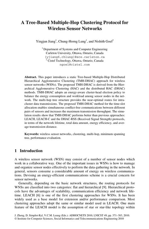 pdf a tree based multiple hop clustering protocol for wireless sensor