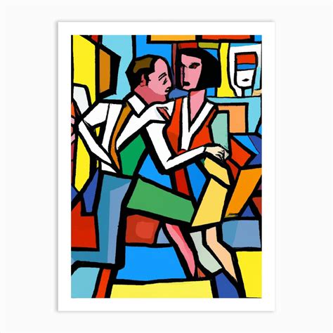 Dancing Couple Colourful Art Print By Fusion Designs Fy