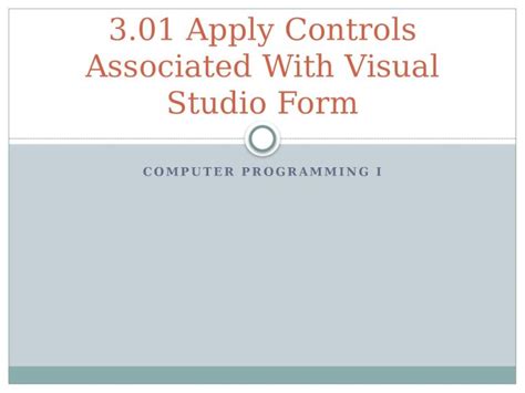 PPTX Apply Controls Associated With Visual Studio Form DOKUMEN TIPS