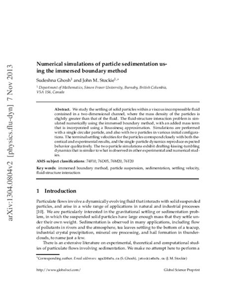 Numerical Simulations Of Particle Sedimentation Using The Immersed Boundary Method
