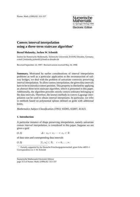 pdf convex interval interpolation using a three term staircase