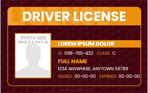 Driver License Id Card Templates For Word Edit And Print