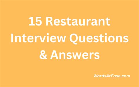 15 Restaurant Interview Questions & Answers - Words at Ease