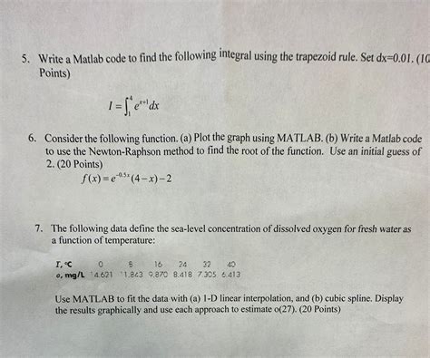 solved write a matlab code to find the following integral