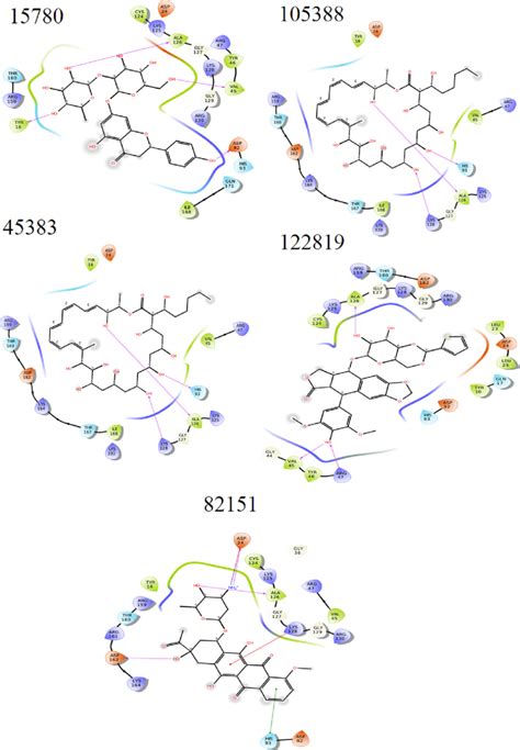 2d Interaction Diagram Of Screened Compounds With Pten Protein Colored