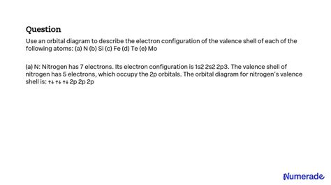 Solved Use An Orbital Diagram To Describe The Electron Configuration Of The Valence Shell Of