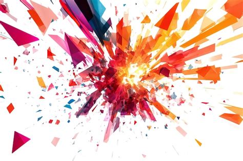 Vibrant Abstract Explosion Of Geometric 3d Shapes In Dynamic Orange Purple And Blue Hues