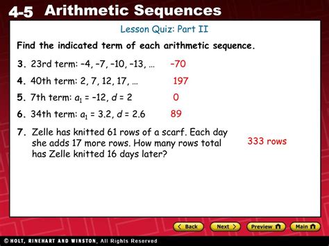 Ppt Sequence Term Arithmetic Sequence Common Difference Powerpoint
