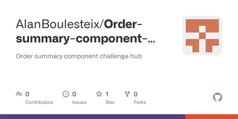 Github Alanboulesteixorder Summary Component Challenge Hub Order