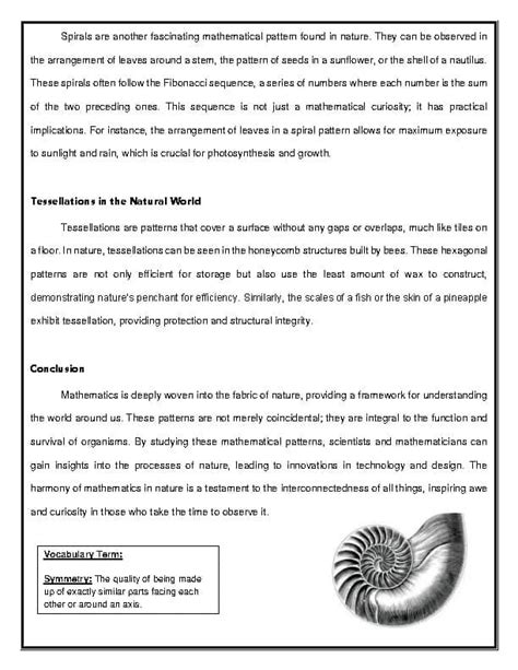 Mathematics In Nature Reading Comprehension By Lesson Plans With Purpose