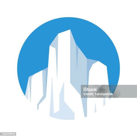 둥근 떠 다니는 빙산 표류하는 북극 빙하 얼어 붙은 바닷물 블록 눈이 내리는 얼음 산 녹는 얼음 피크 남극 눈 덮인 풍경 남극과 북극 벡터 그림 겨울에 대한 스톡 벡터 아트