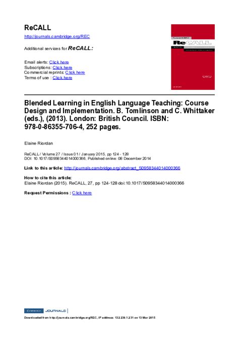 Pdf Blended Learning In English Language Teaching Course Design And Implementation