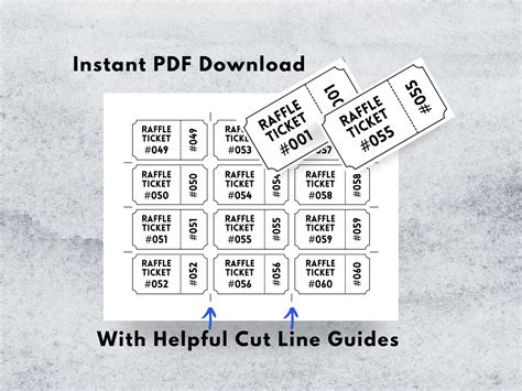 Printable Numbered Raffle Ticket Enter To Win Tickets With Numbers 1 To