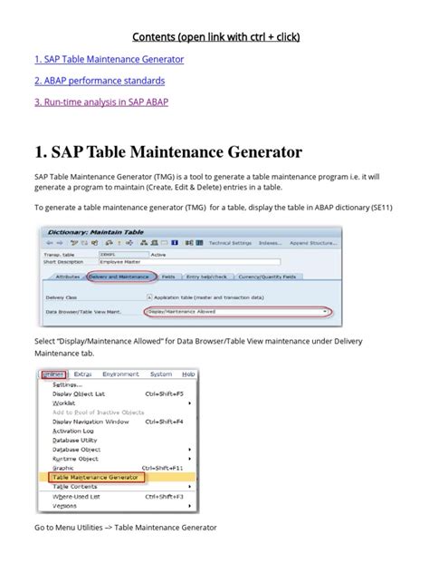Sap Table Maintenance Generator Contents Open Link With Ctrl Click Pdf Database Index